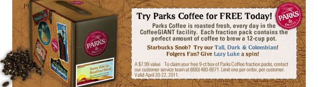 Free Parks Coffee 9 ct. Box from Coffee Giant - Frugal Fritzie